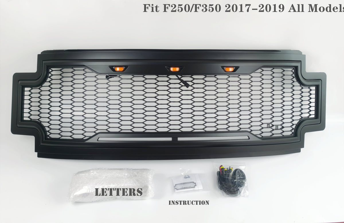 F250/F350 Super Duty Raptor style Grille, Matte Black Raptor Type Gril ...